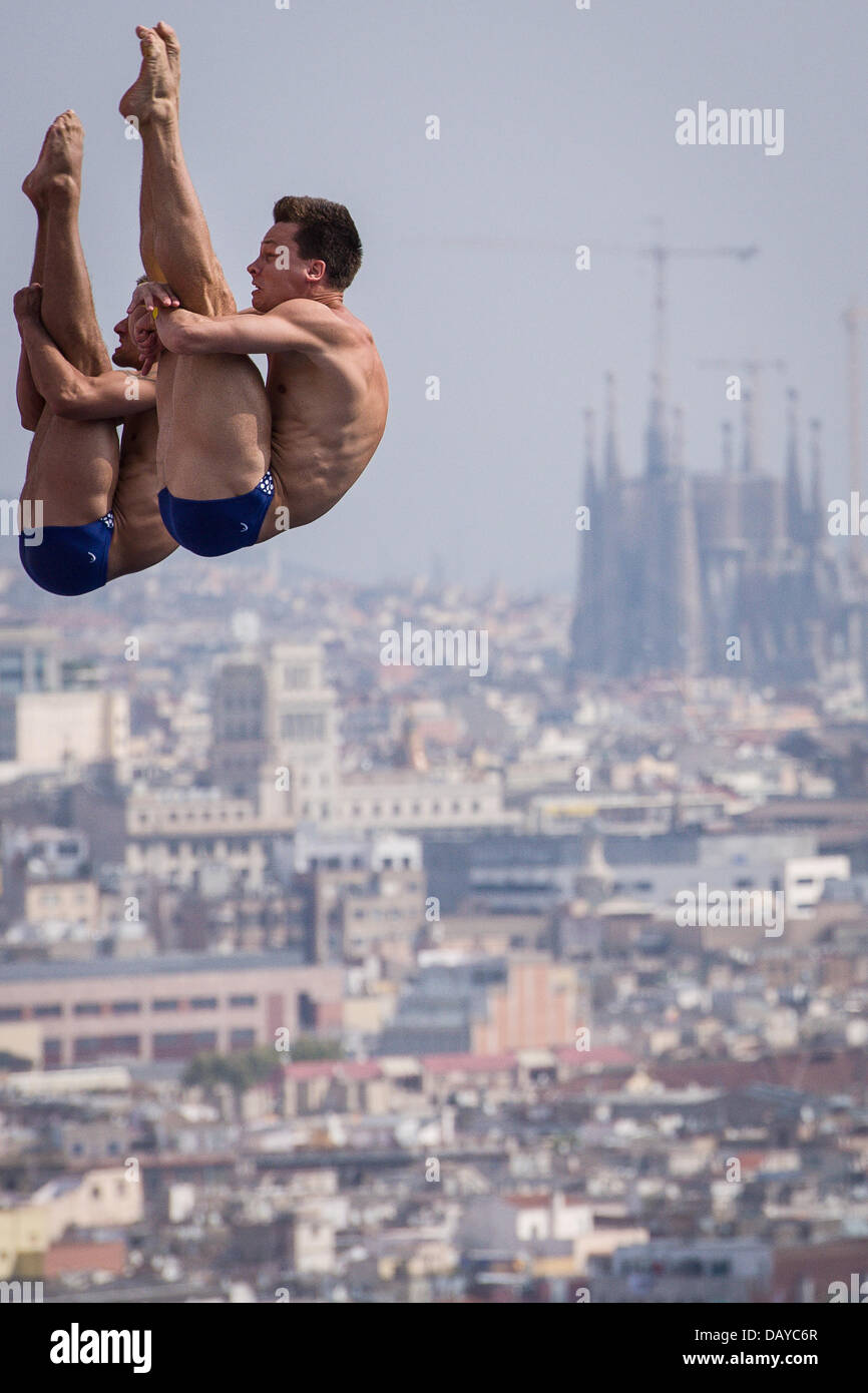 Barcelona, Spain. 21st July, 2013. Patrick Hausding (Front) and Sascha ...