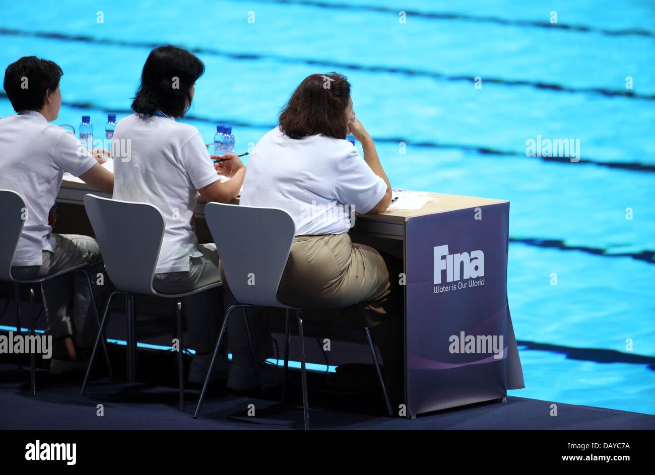Barcelona, Spain. 21st July, 2013. Referees follow the Duet Technical ...