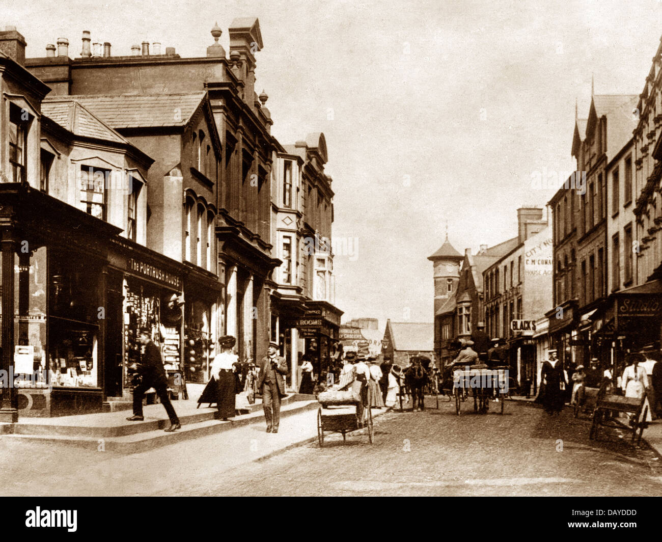 Portrush Main Street early 1900s Stock Photo - Alamy