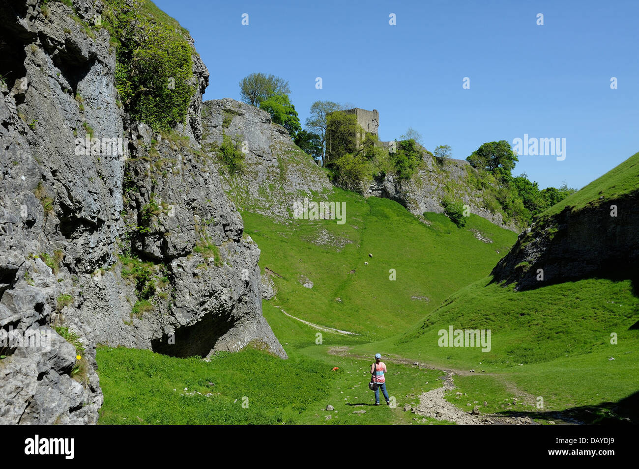 Cave dale and Peveril castle Derbyshire peak district England uk Stock ...