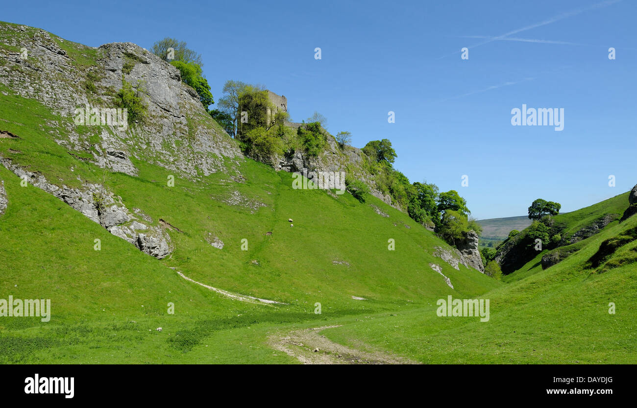 Cave dale and Peveril castle Derbyshire peak district England uk Stock ...