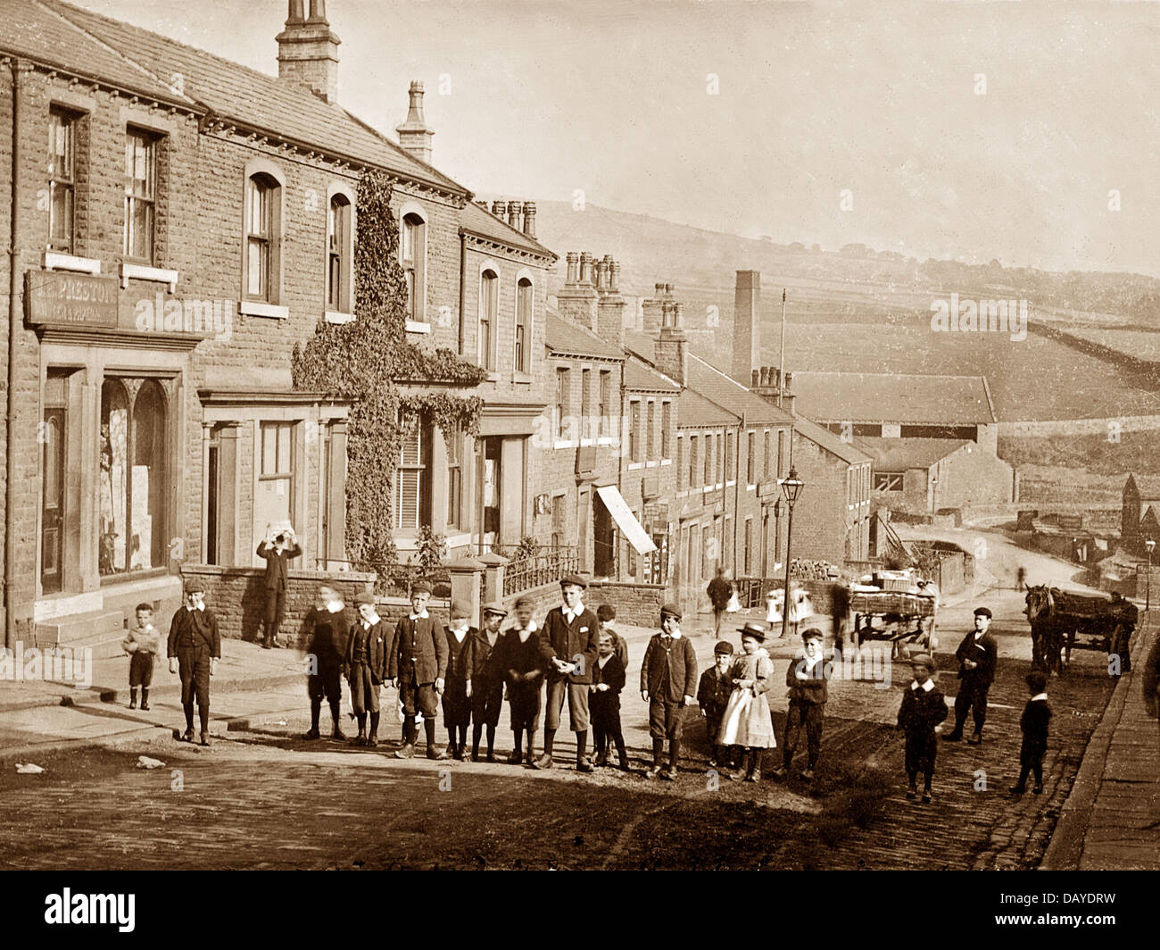 Meltham Station Street early 1900s Stock Photo - Alamy