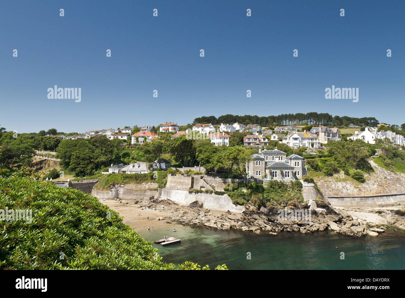 Shot looking down towards Readymoney Beach in Fowey Stock Photo - Alamy