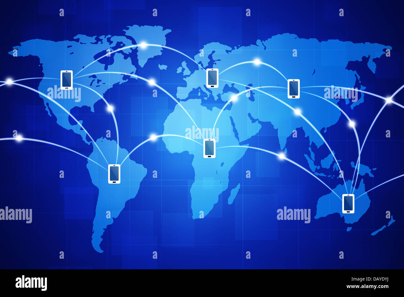concept tech illustration of world mobile connections Stock Photo - Alamy