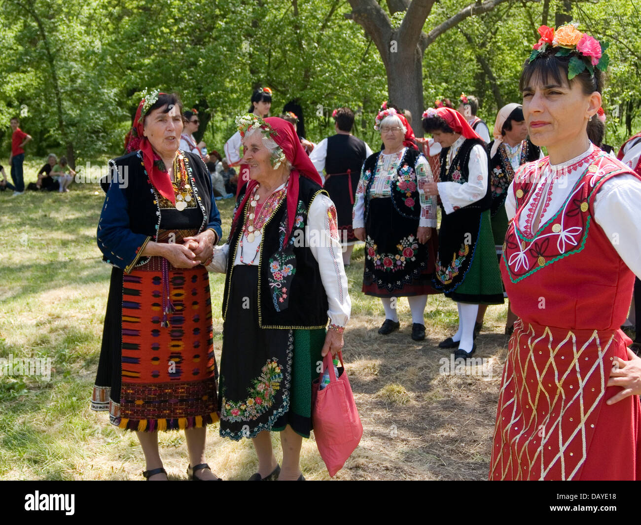 Competitors in traditional costume dress watch dances groups Stock ...