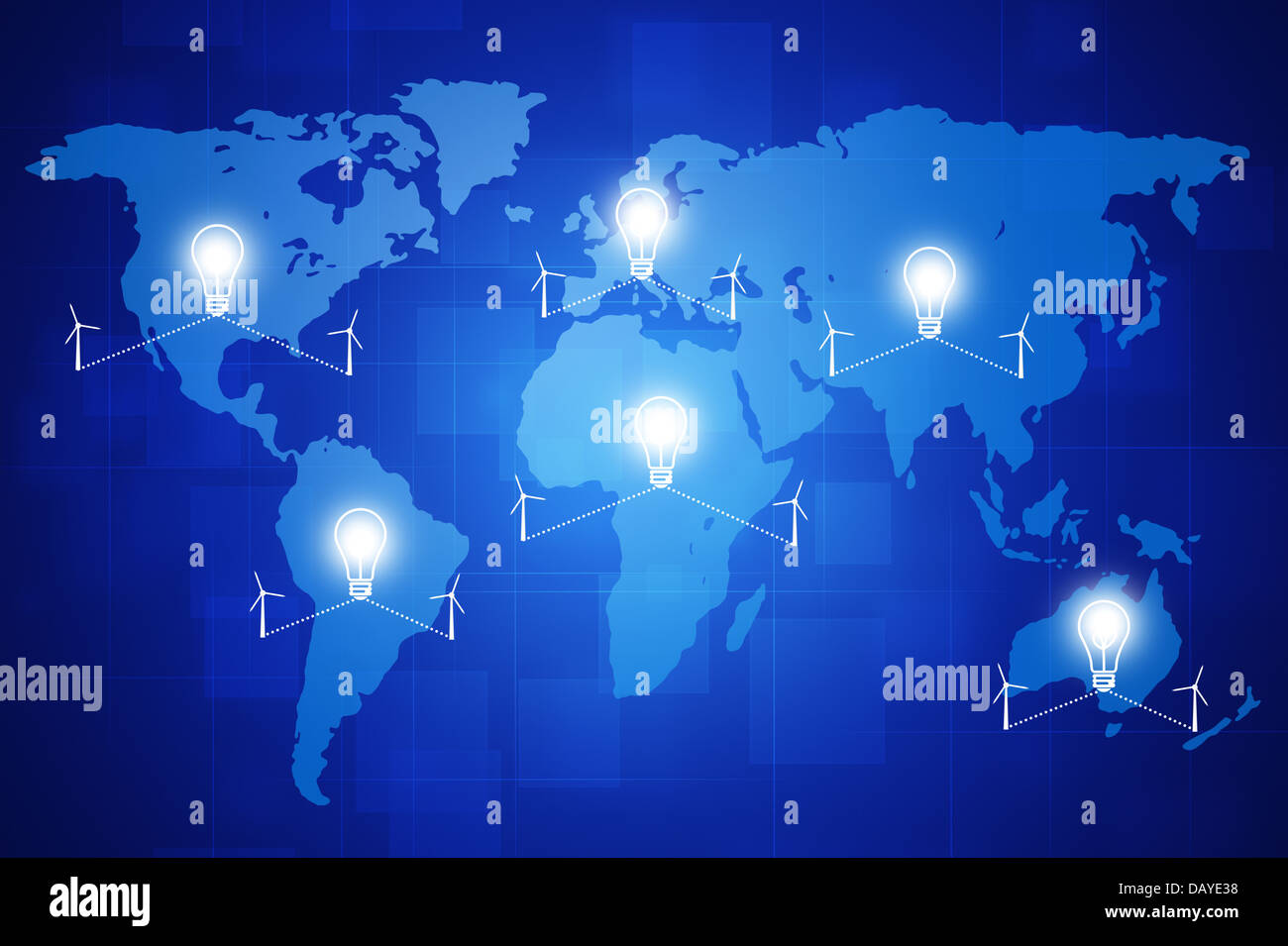 concept tech illustration of world future wind power generation Stock ...