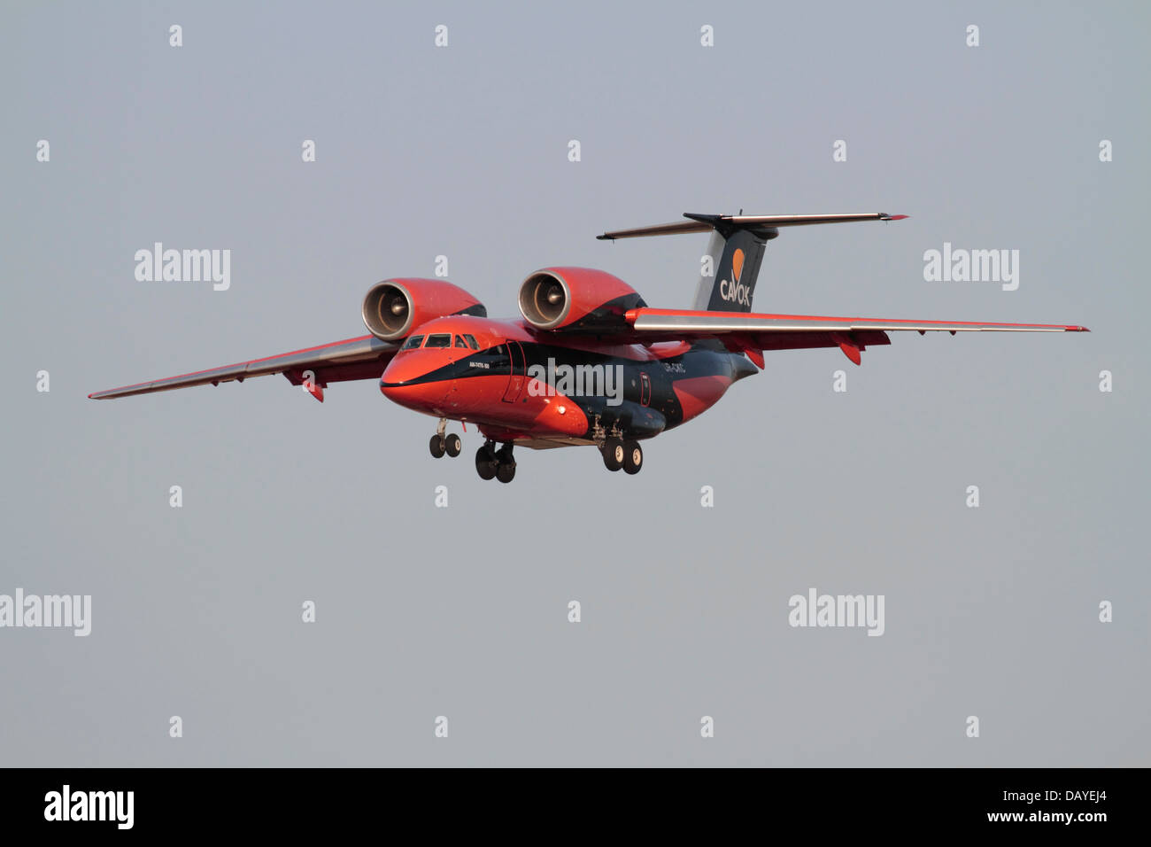 Air freight transport. Antonov An-74 cargo plane in the colours of ...