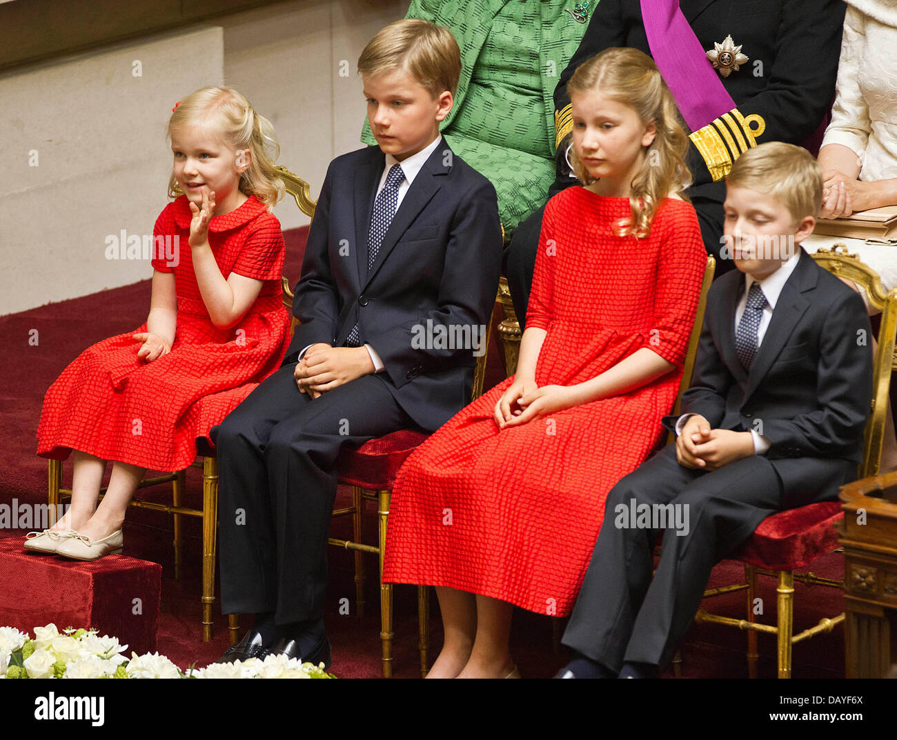 Brussels, Belgium. 21st July, 2013. Princess Leonore, Prince Gabriel ...