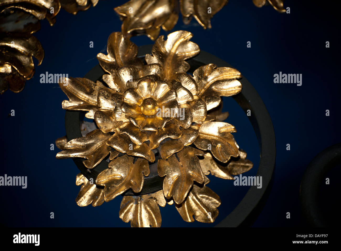 Kensington Palace gates with close ups of the gold leaf motifs on the ...