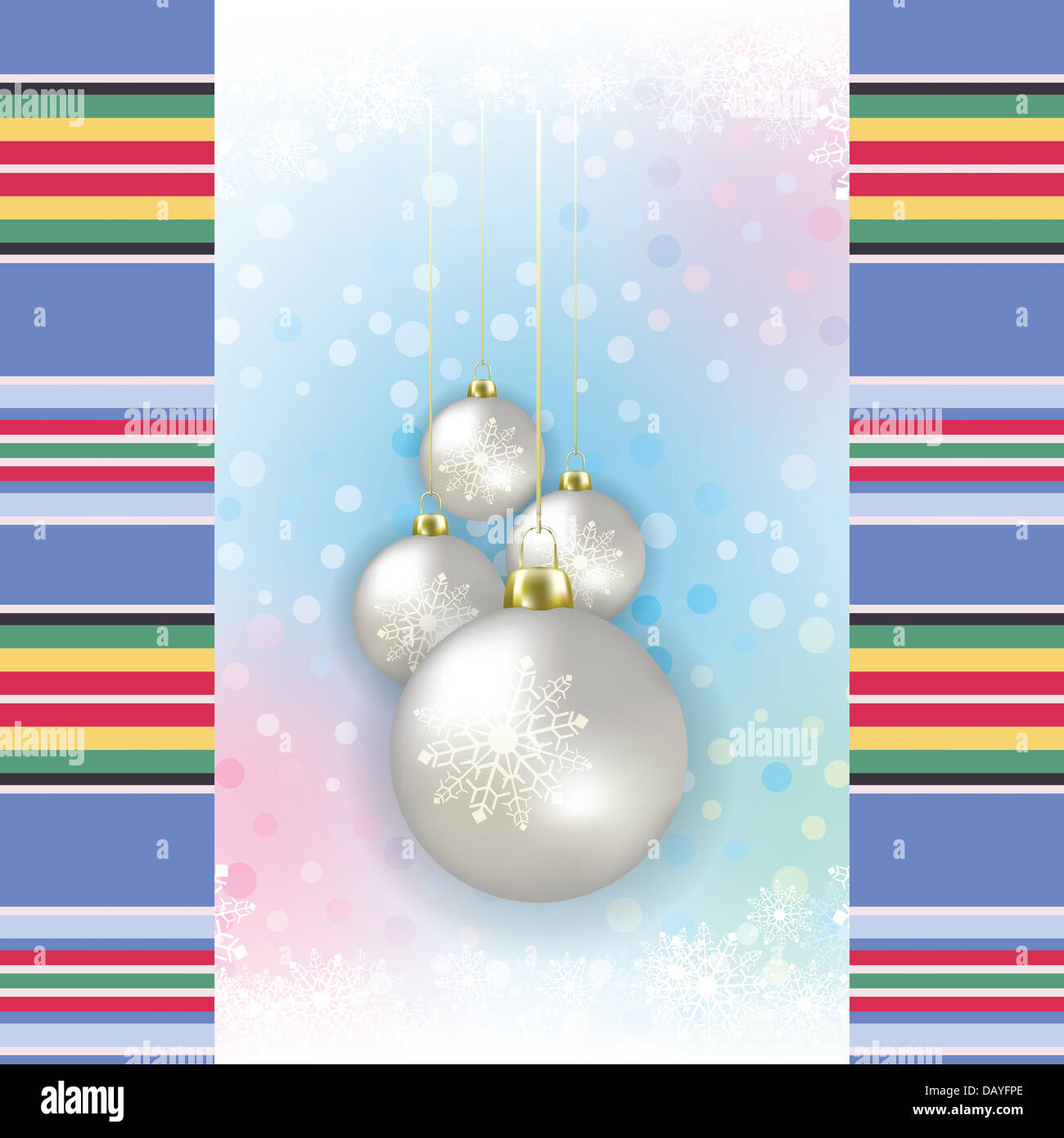 Abstract celebration background with white Christmas decorations and ...