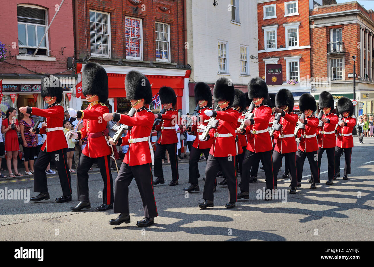The Coldstream Guards marching to change the Guard at Windsor Castle ...