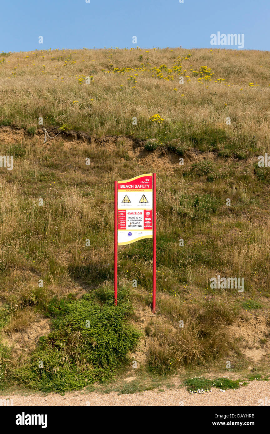 Beach safety sign at Freshwater Bay Dorset UK Stock Photo - Alamy