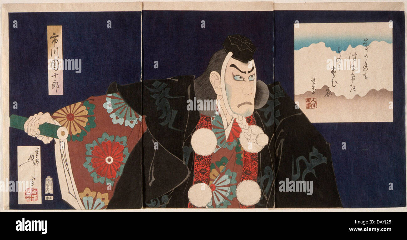 This woodblock print by Katsushika Hokusai depicts the kabuki actor ...