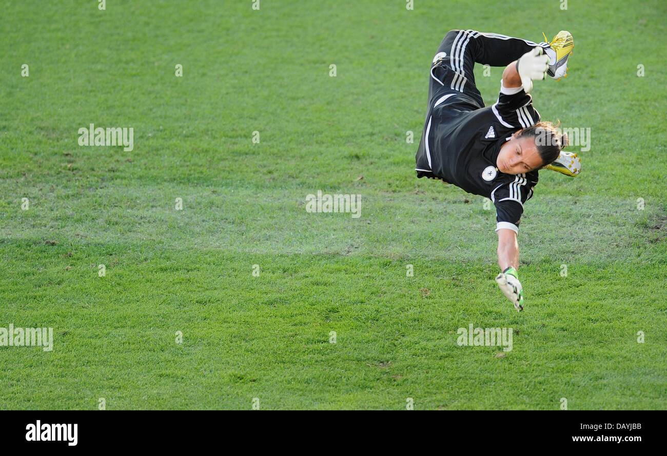 Goalkeeper of the German women's national soccer squad, Nadine Angerer ...