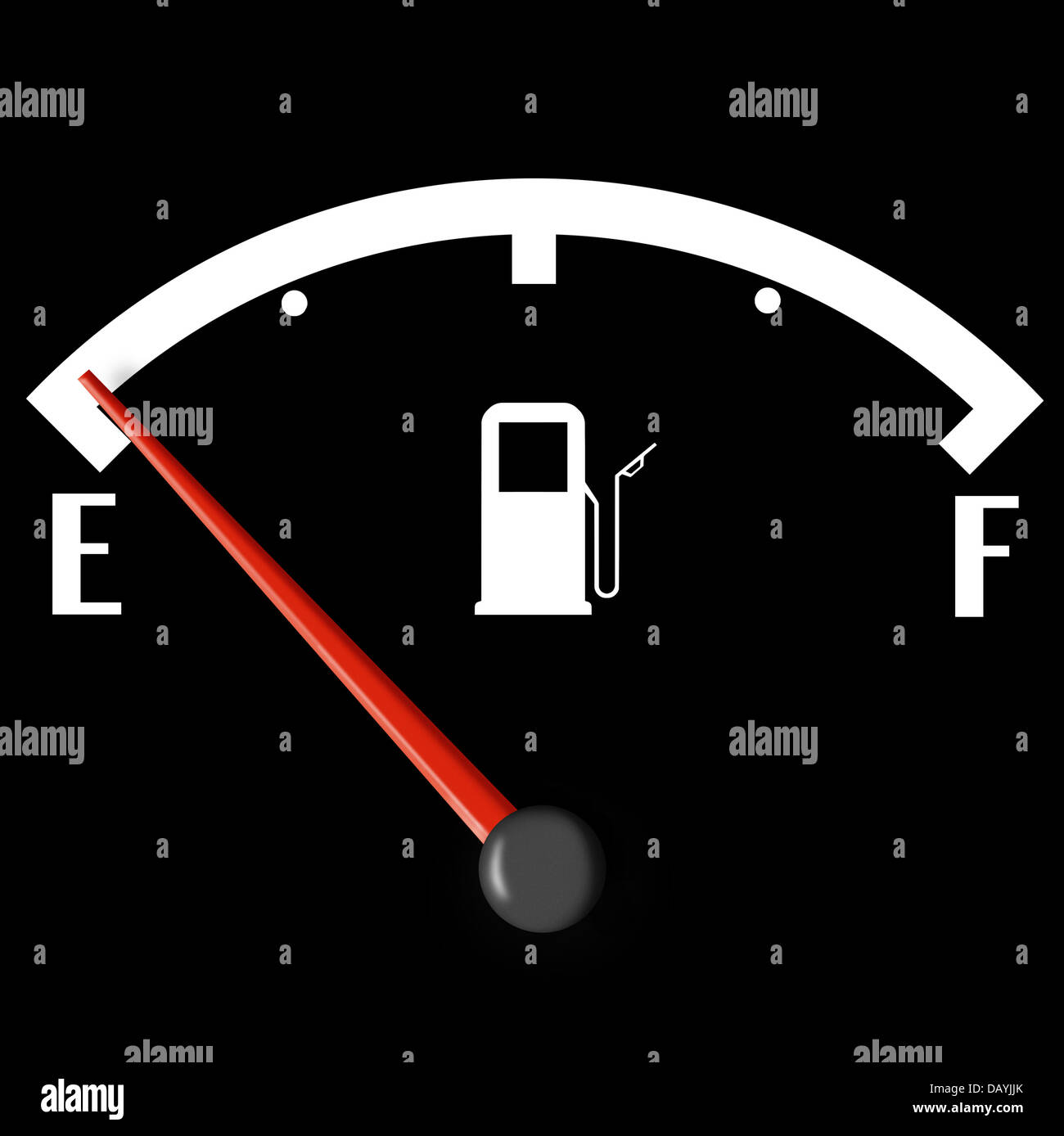 Low fuel sign isolated on black background Stock Photo - Alamy