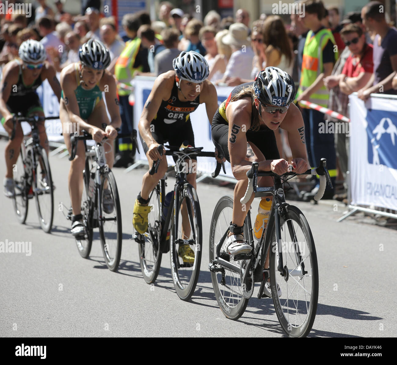 Female triathlete on triathlon course hi-res stock photography and ...