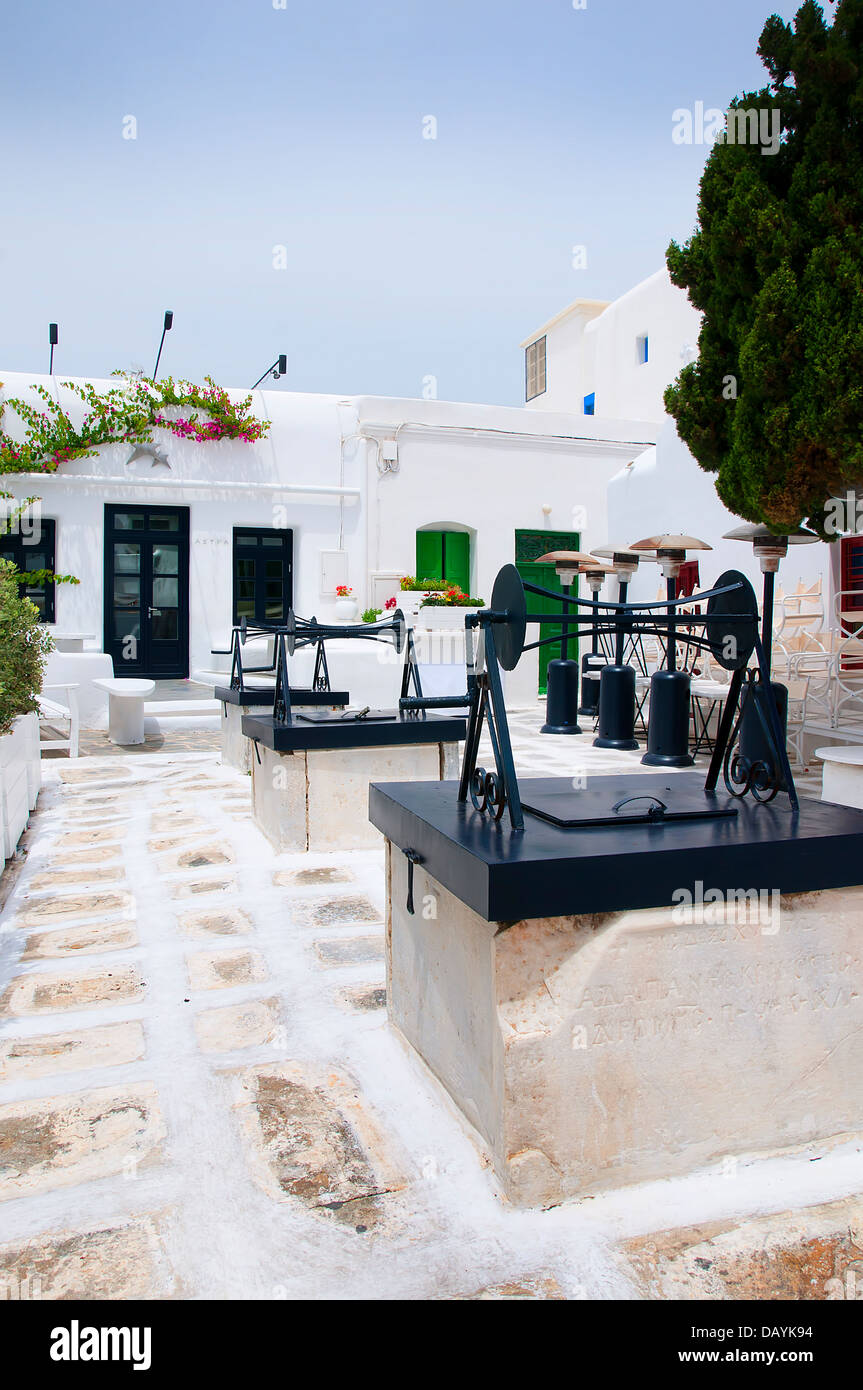 The 3 wells on the beautiful Island of Mykonos in the Cyclades Islands ...