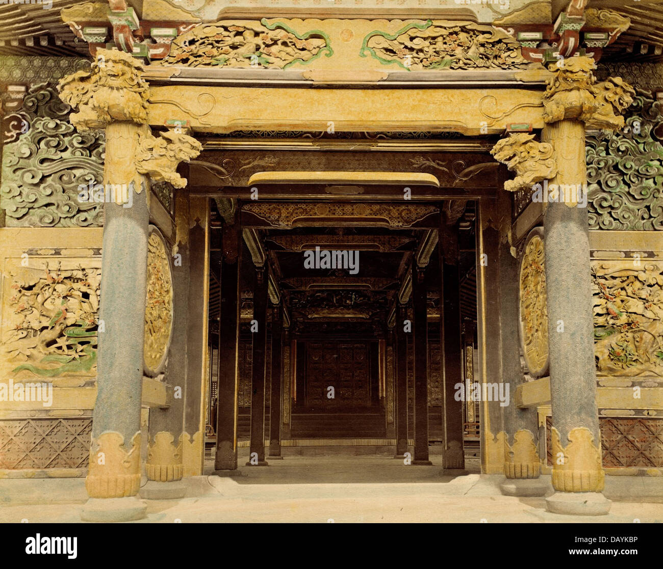 An interior view of a temple, showcasing architectural design elements ...