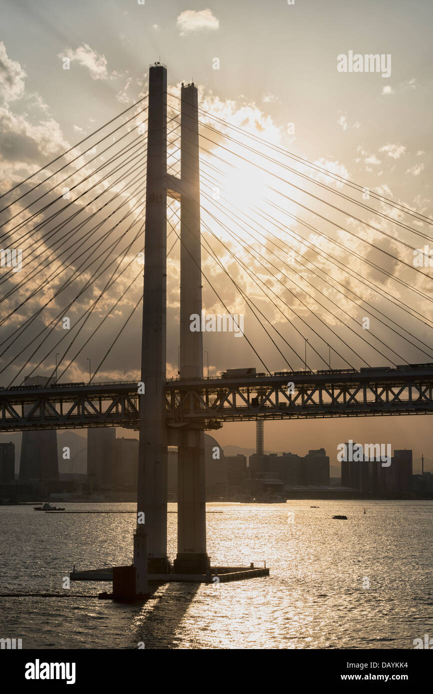 Yokohama Bay Bridge at Sunset, Japan Stock Photo - Alamy