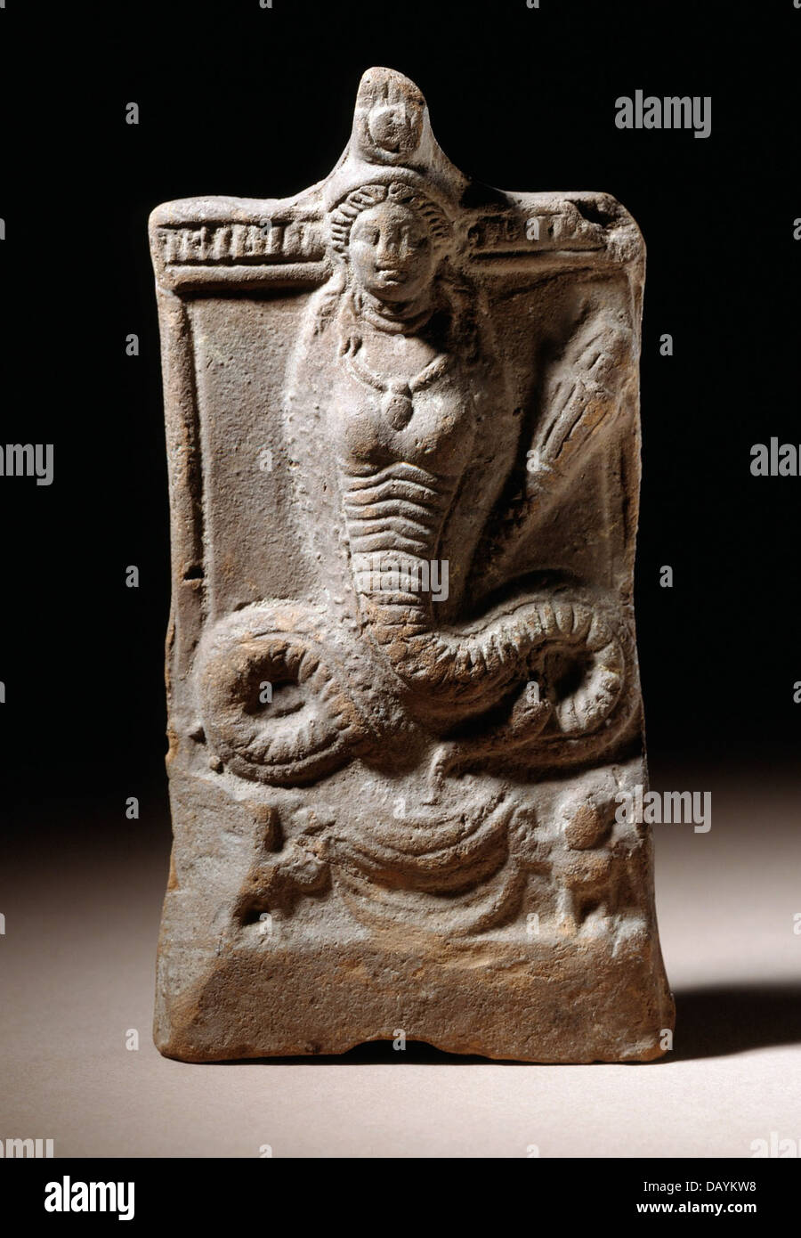 This artwork portrays the Egyptian goddess Isis, featuring a serpent ...