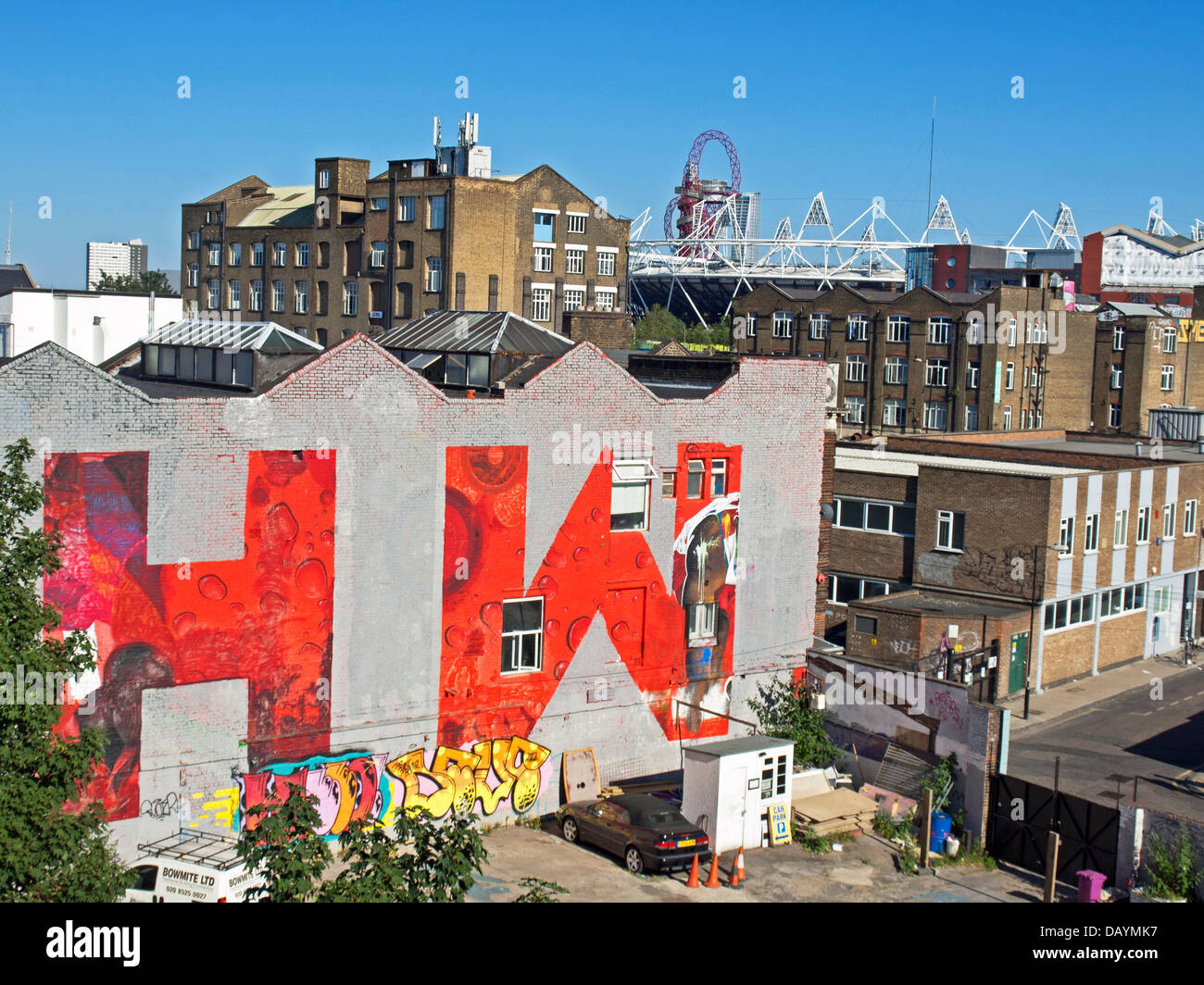 View of the Olympic Stadium and Orbit from Hackney Wick Station ...
