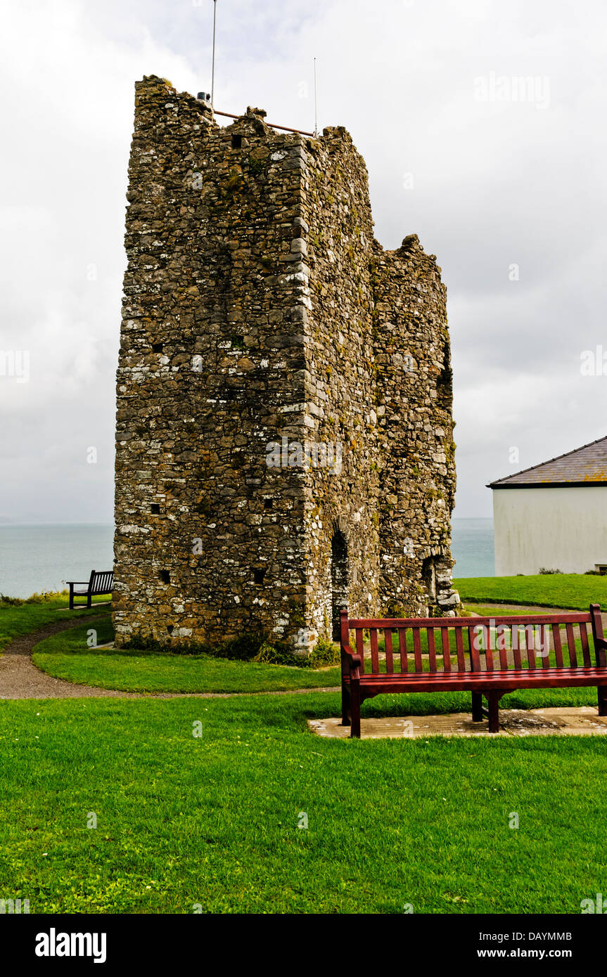 The sole surviving tower of Tenby Castle overlooking Carmarthen Bay and ...