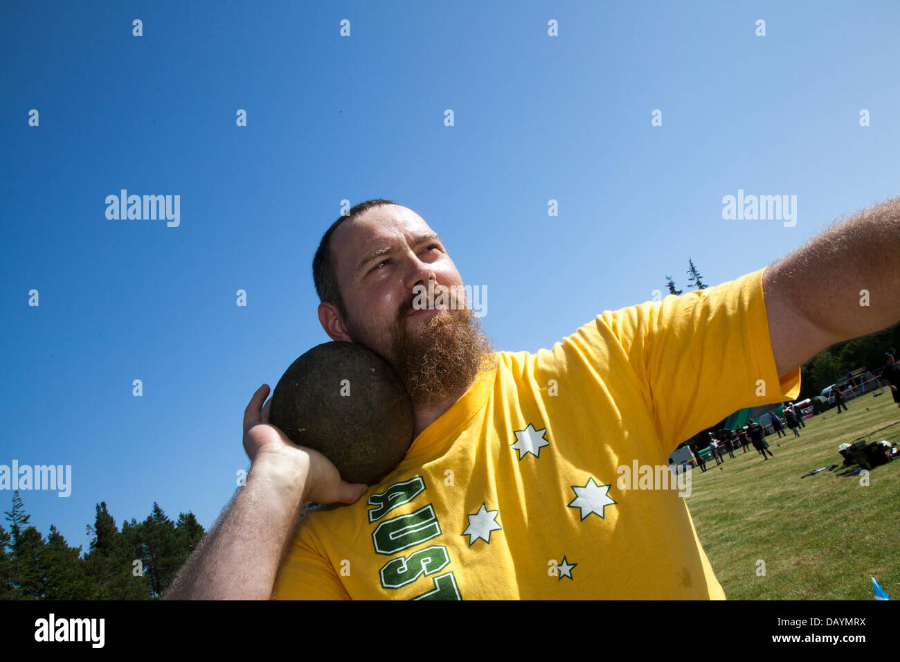 Aaron Monks from Sydney Australia, putting the shot, competing in the ...