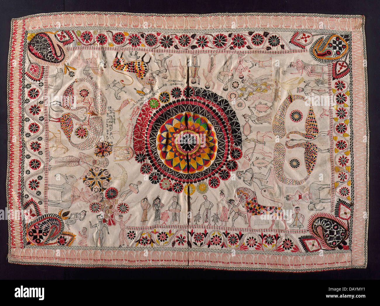 This Kantha quilt is a piece of textile art from India, featuring hand ...