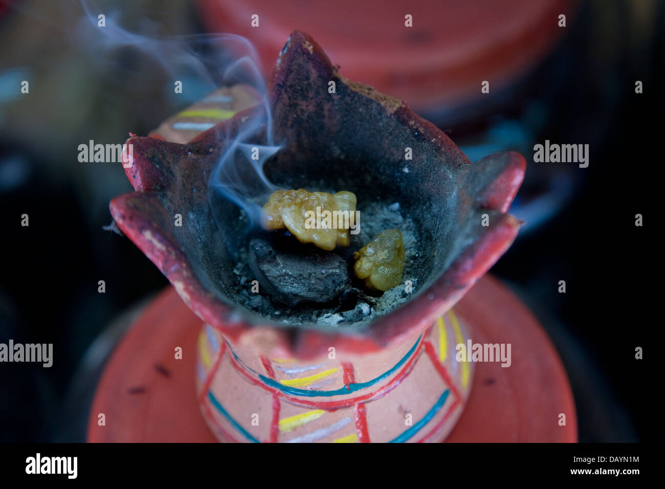 Burning frankincense, Al-Husn Souq, Salalah, Dhofar Province, Oman ...