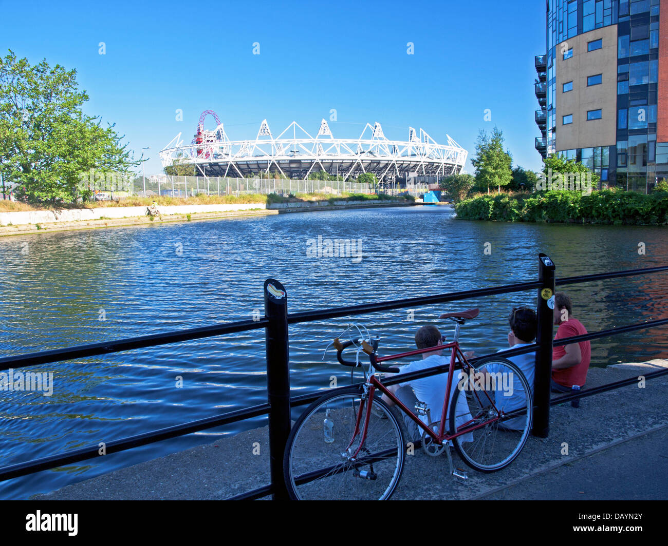 View of Stratford's Olympic Stadium and the ArcelorMittal Orbit across ...