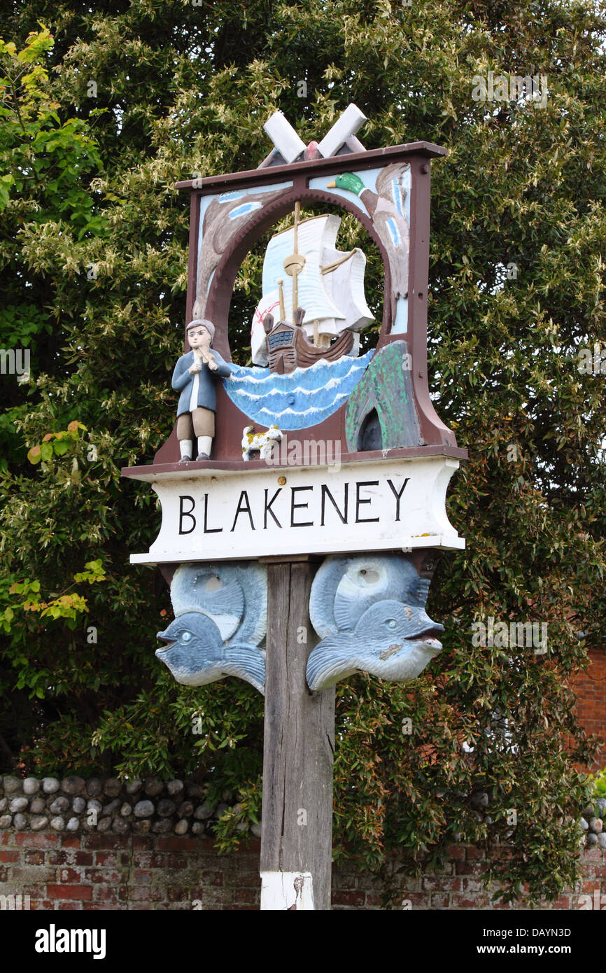 The village sign at Blakeney, Norfolk Stock Photo - Alamy