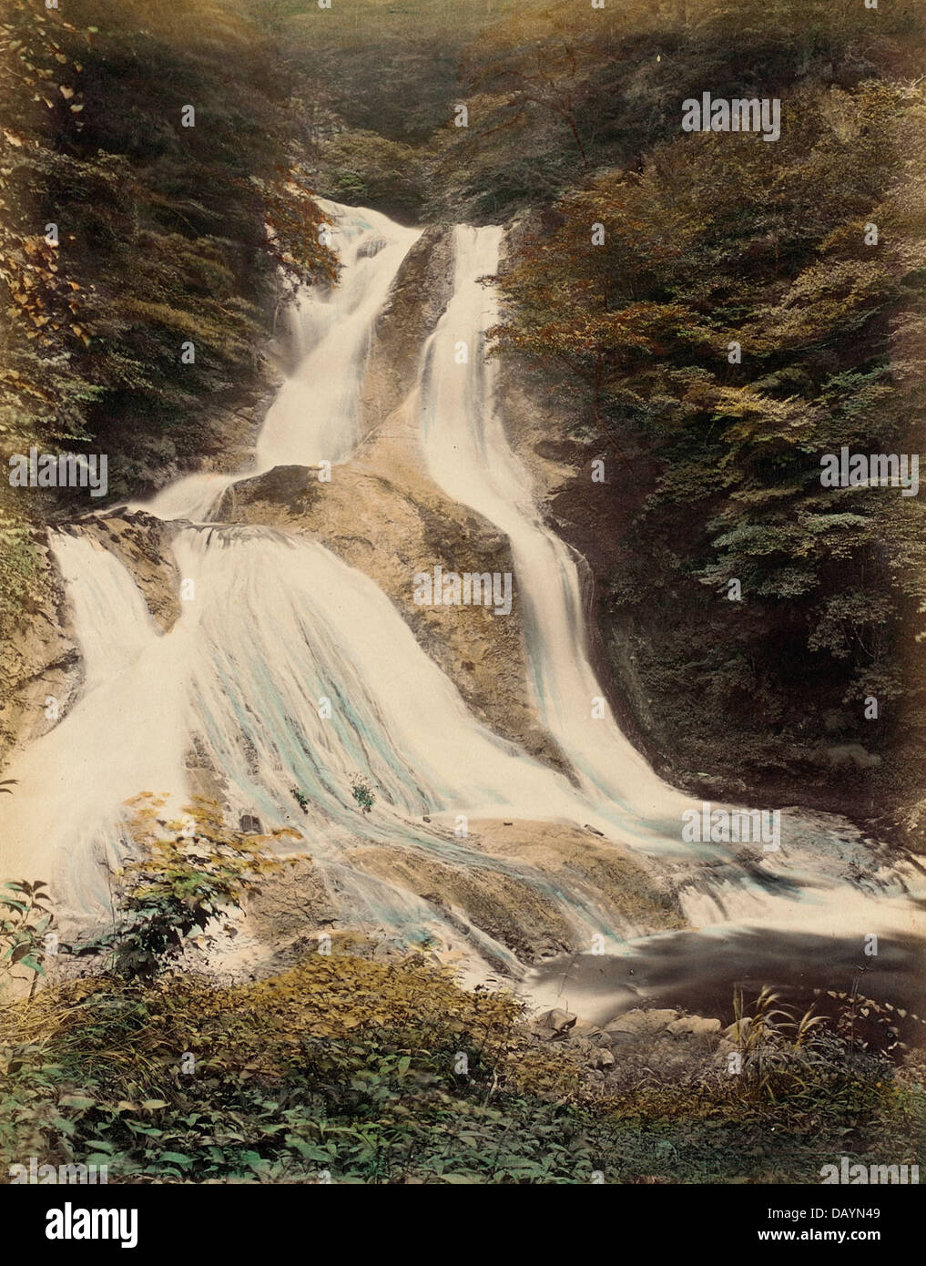 This artwork depicts the Kirifuri Waterfall, rendered with dynamic ...