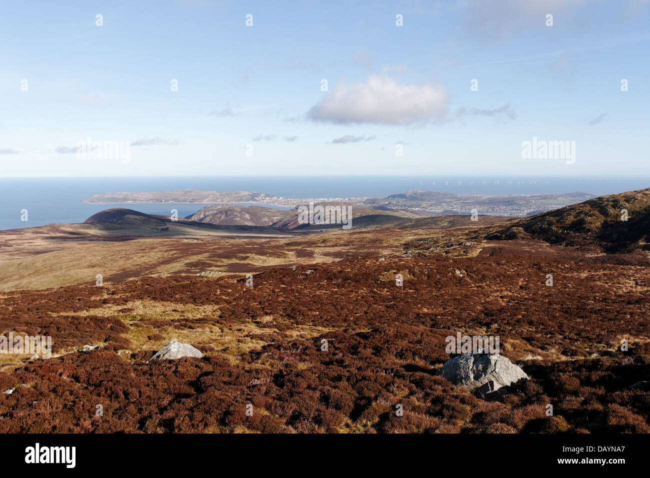 View towards the Great Orme from the Northern Carneddau, Snowdonia ...