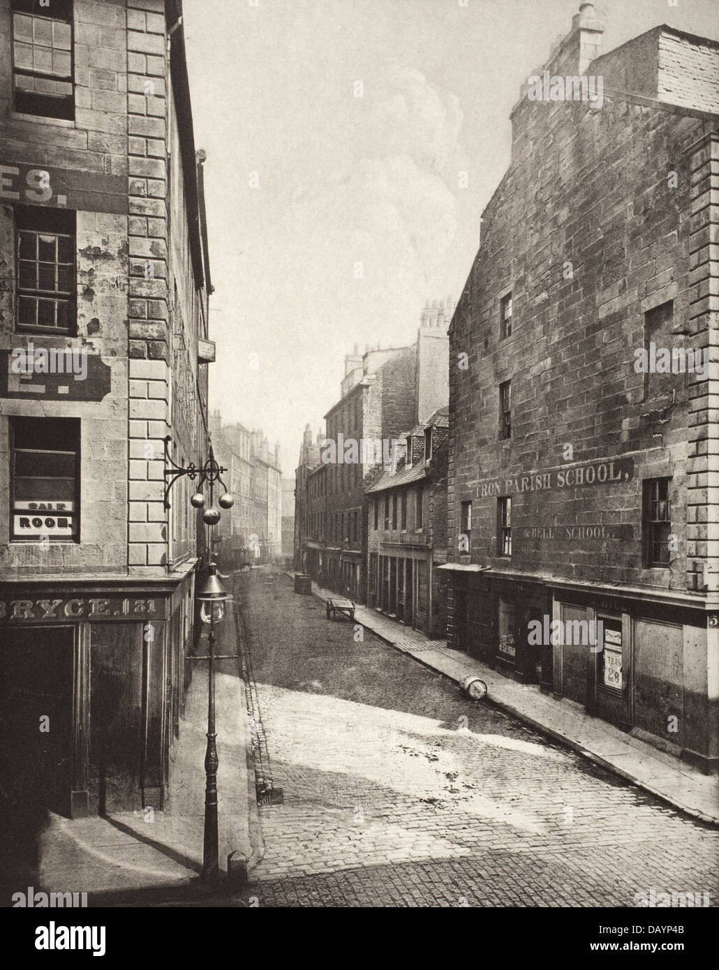 This artwork, representing a close-up of a historical street scene ...
