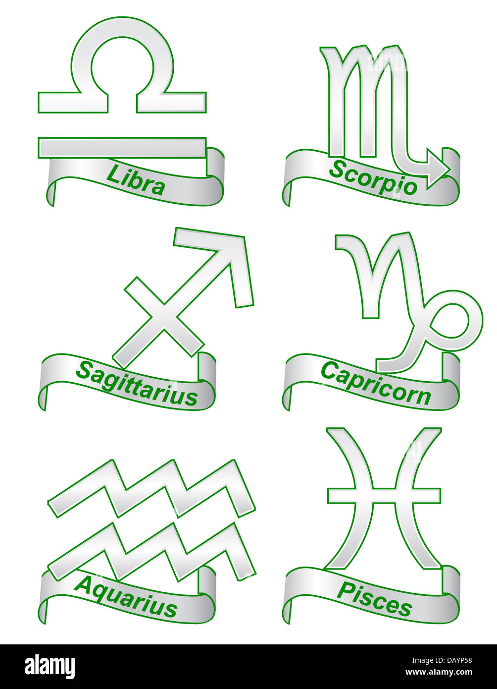 Zodiac signs on a white background Stock Photo - Alamy