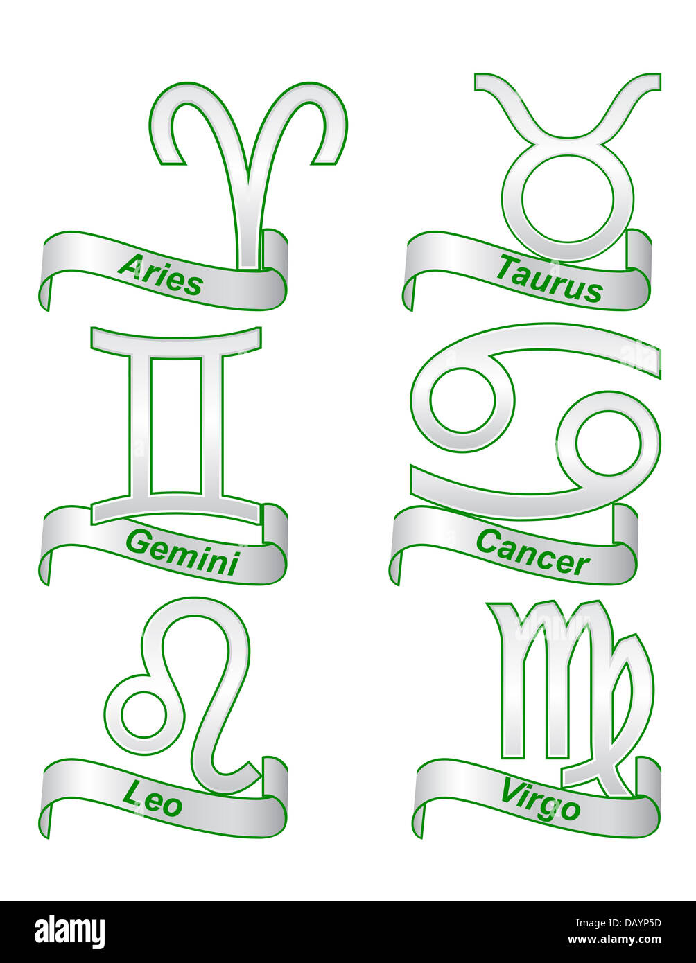 Zodiac signs on a white background Stock Photo - Alamy