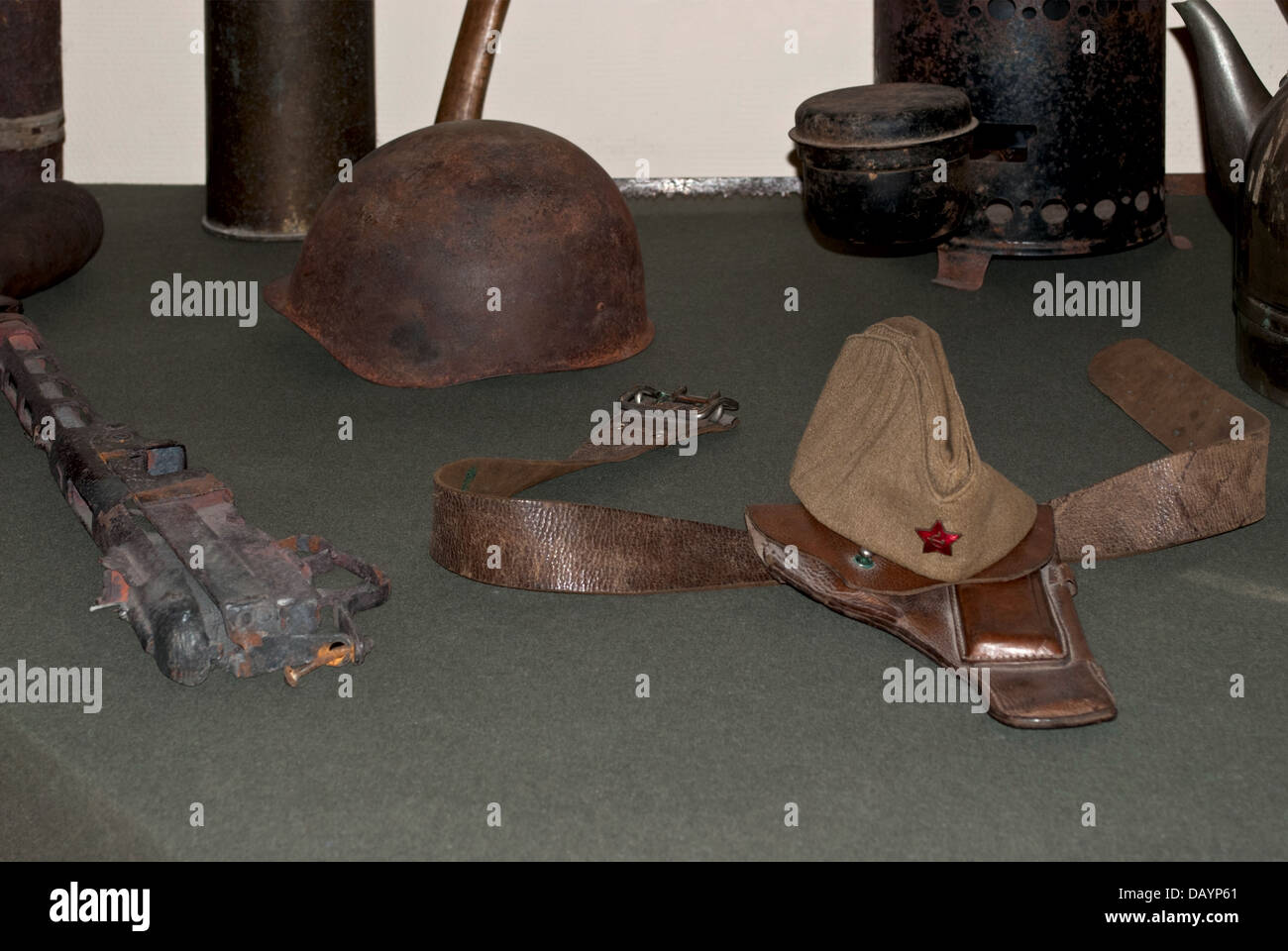 Helmet, cap, belt. Attributes of war. 1944. Saint-Petersburg Stock ...