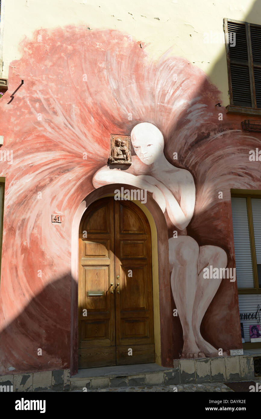 The Italian hilltop village of Dozza in Italy known for its festival of ...