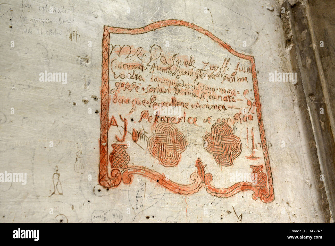 Graffiti and markings made by 18th century prisoners in the dungeon at ...