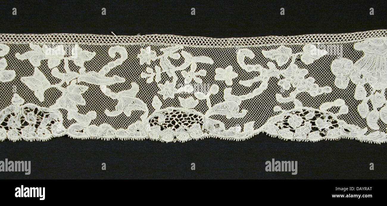 These lengths of lace are intricately hand-embroidered on cotton fabric ...