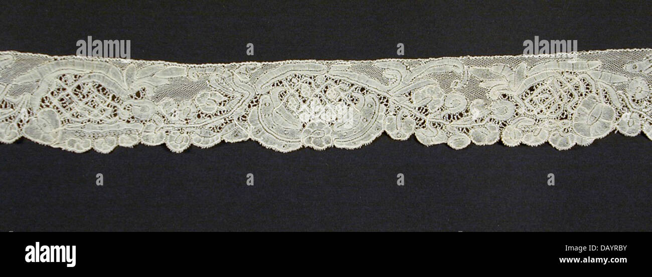 A 19th-century cream cotton Mechlin bobbin lace, meticulously crafted ...