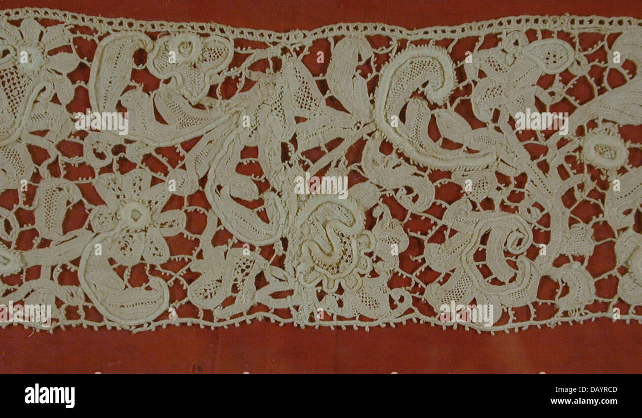 This length of lace, a fine example of historical textile artistry ...