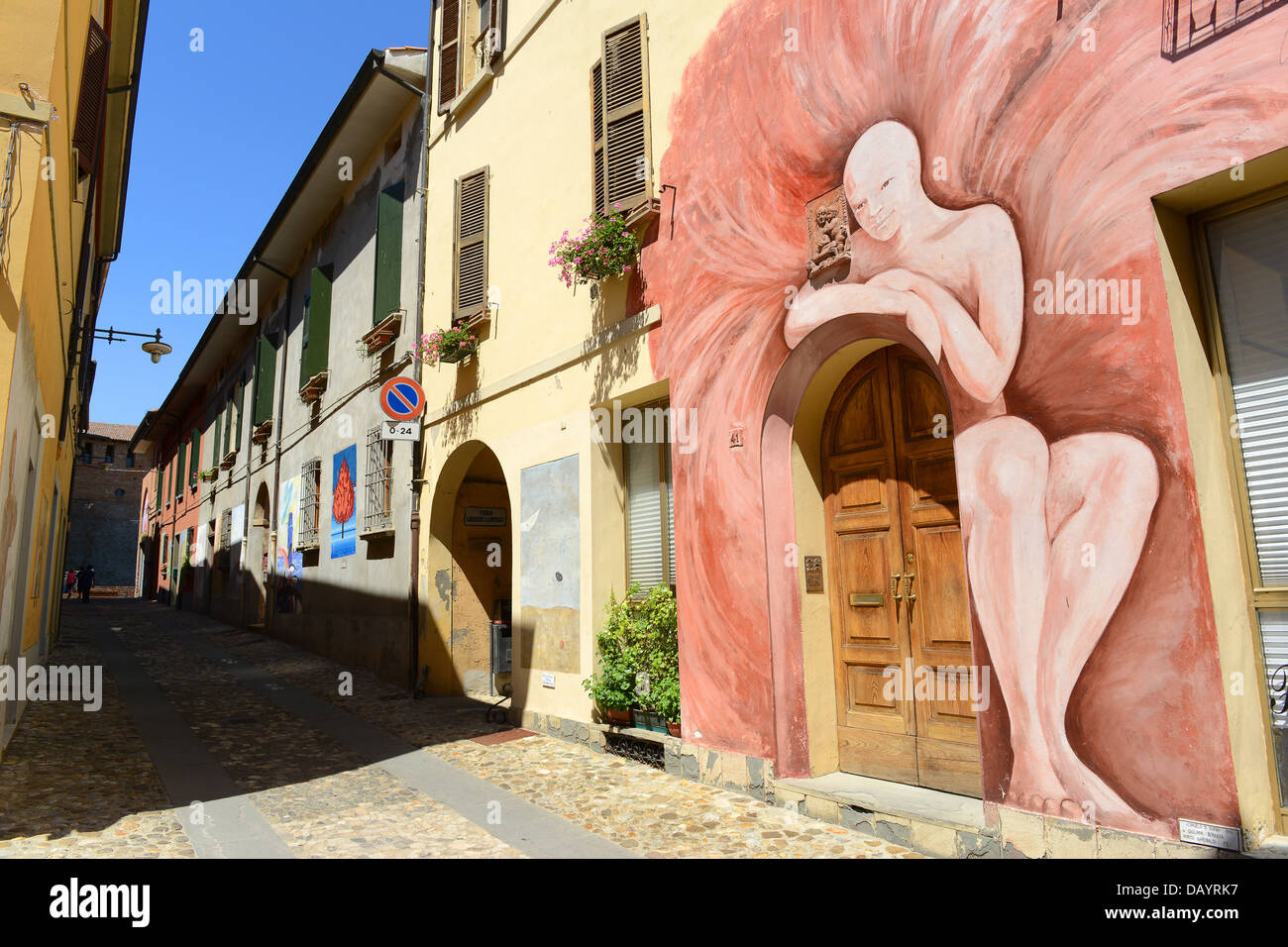 The Italian hilltop village of Dozza in Italy known for its festival of ...