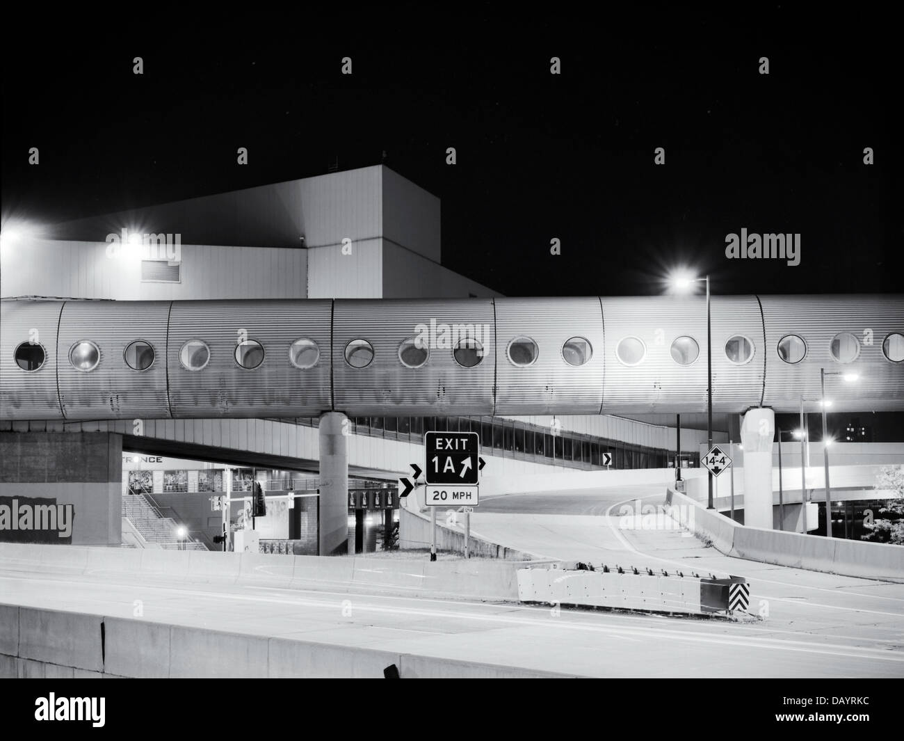 Nighttime view of the Joe Lewis Arena in downtown Detroit, which ...