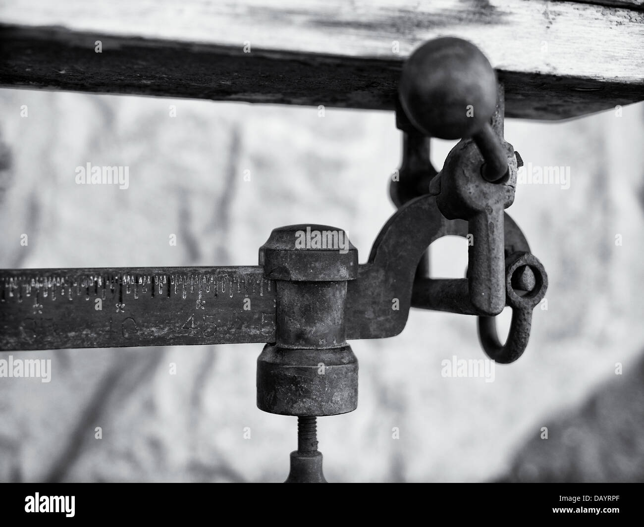 Closeup view of an antique shipping scale that was used at a railroad ...