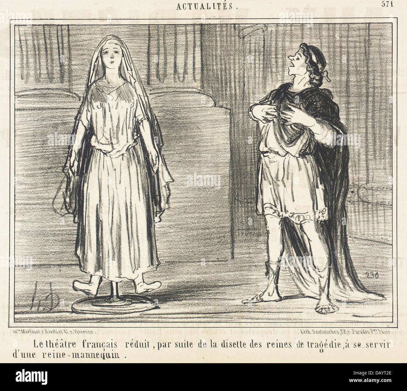 This etching depicts the French theater in a reduced form, capturing ...
