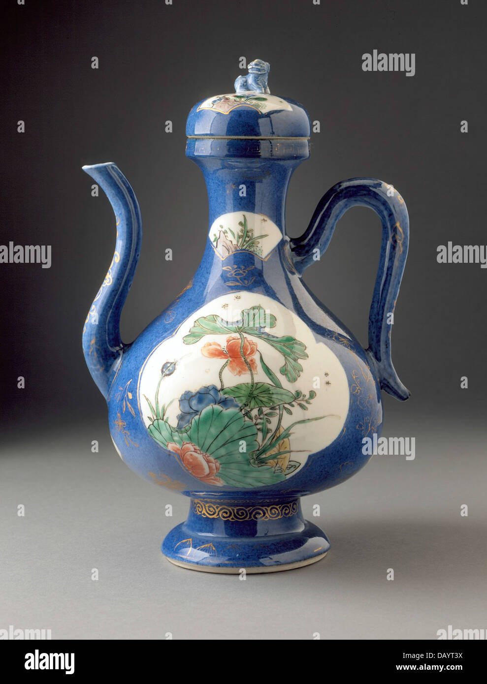 A lidded ewer (Zhihu) featuring lion and floral panels. This piece ...
