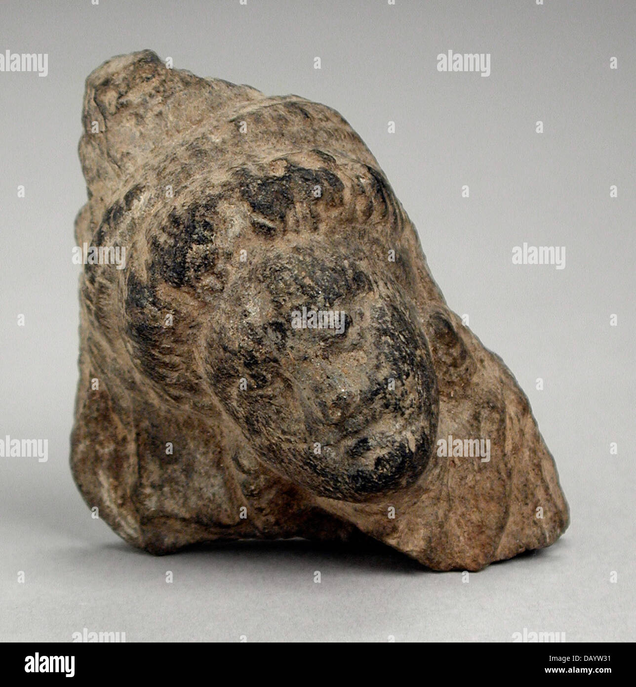 This male head sculpture features detailed facial features and provides ...