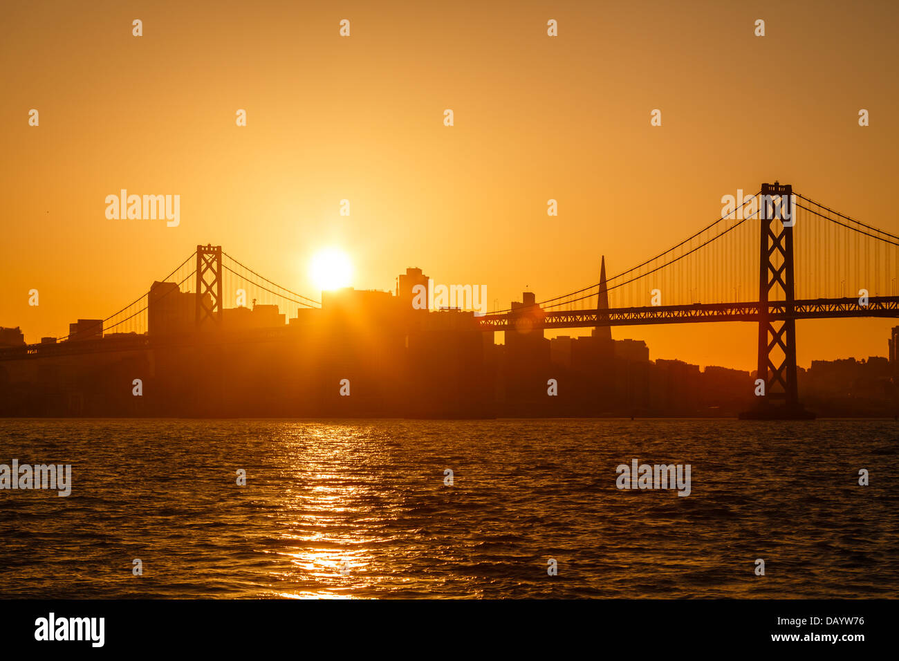 Brilliant golden glow backlights San Francisco skyline Stock Photo - Alamy
