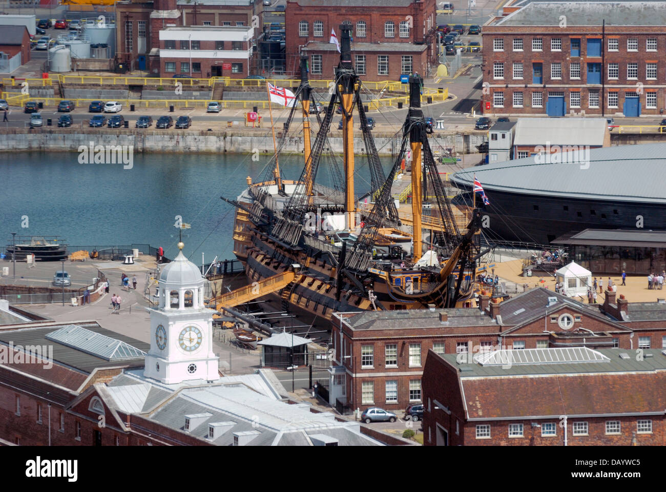 An aerial view of Portsmouth Historic Dockyard and Royal Navy base on ...